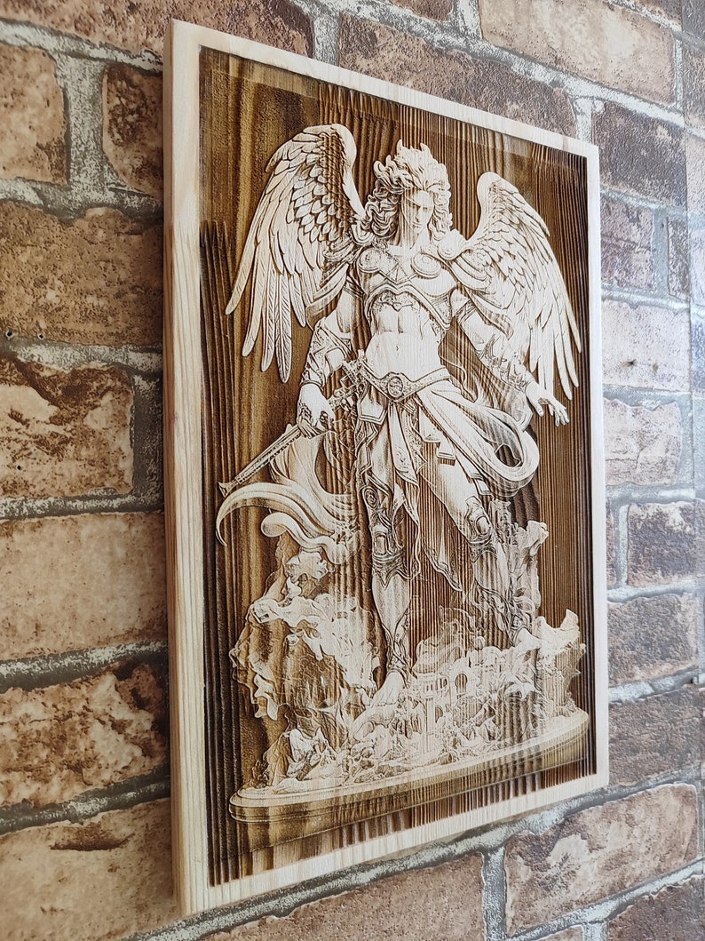 Archangel, Wood Burning Art, Laser Engraving Modern Christian Art. - Etsy