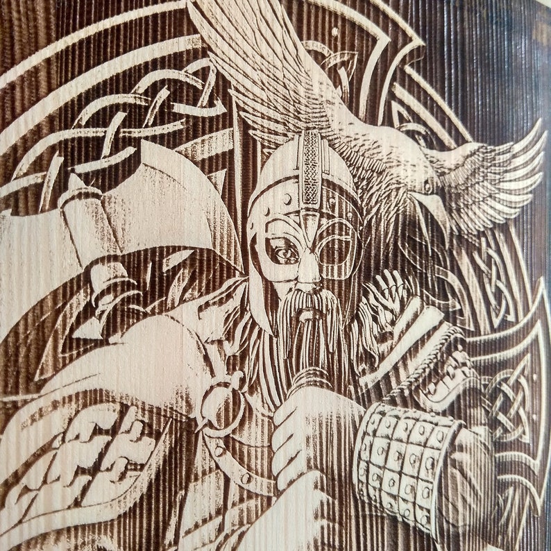 Wood Burning Viking Warrior Wall Art Norse Mythology Laser - Etsy