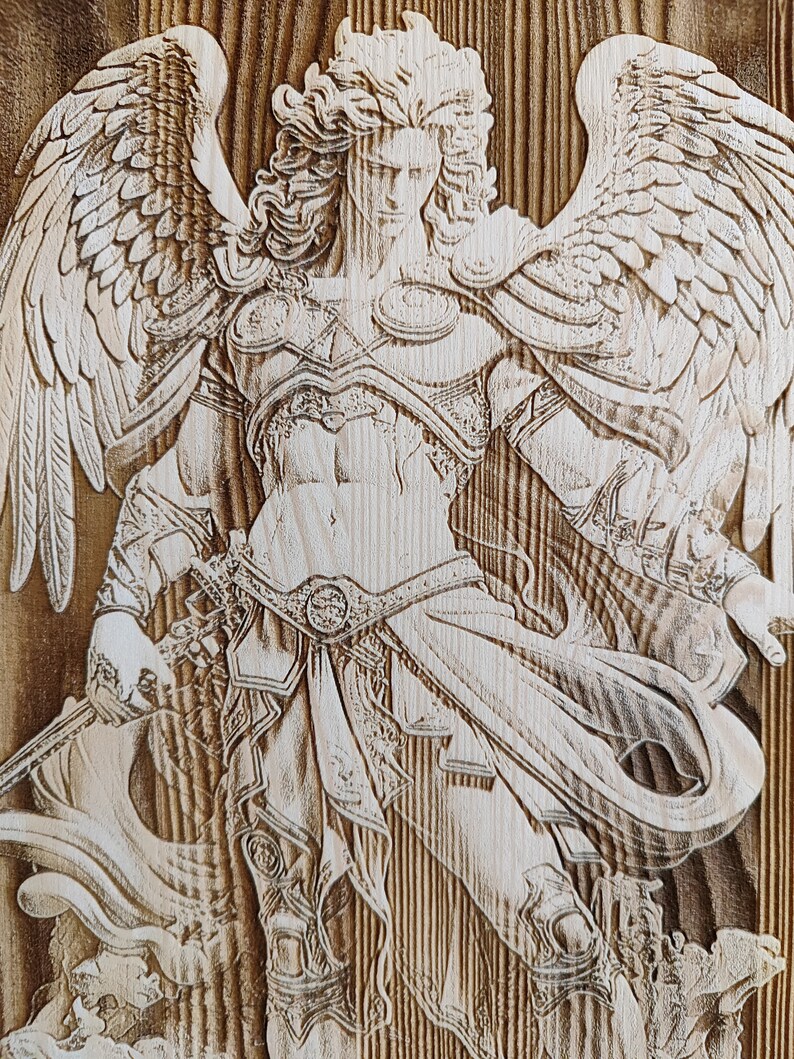 Archangel, Wood Burning Art, Laser Engraving Modern Christian Art. - Etsy
