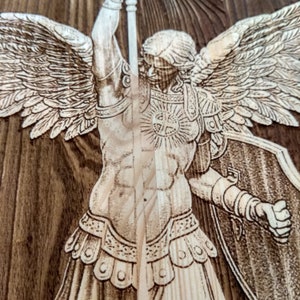 Wood Burned Archangel Michael, Modern Christian Art. - Etsy