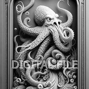 Laser Engraving Files, Octopus Png, 3D Illusion, Wood Engraving ...