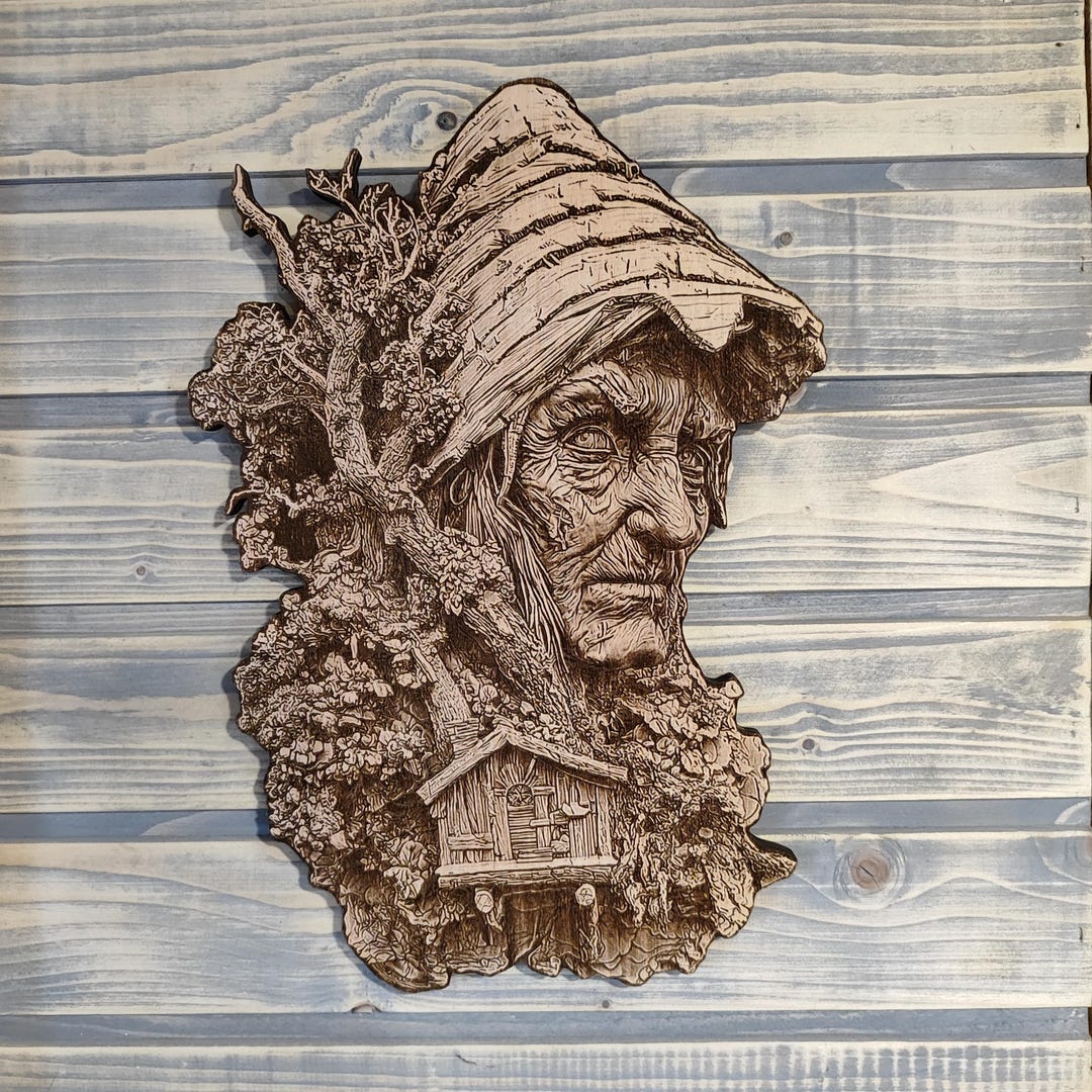 Baba Yaga Wooden Wall Art – Laser Engraved Slavic Folklore Decor - Etsy