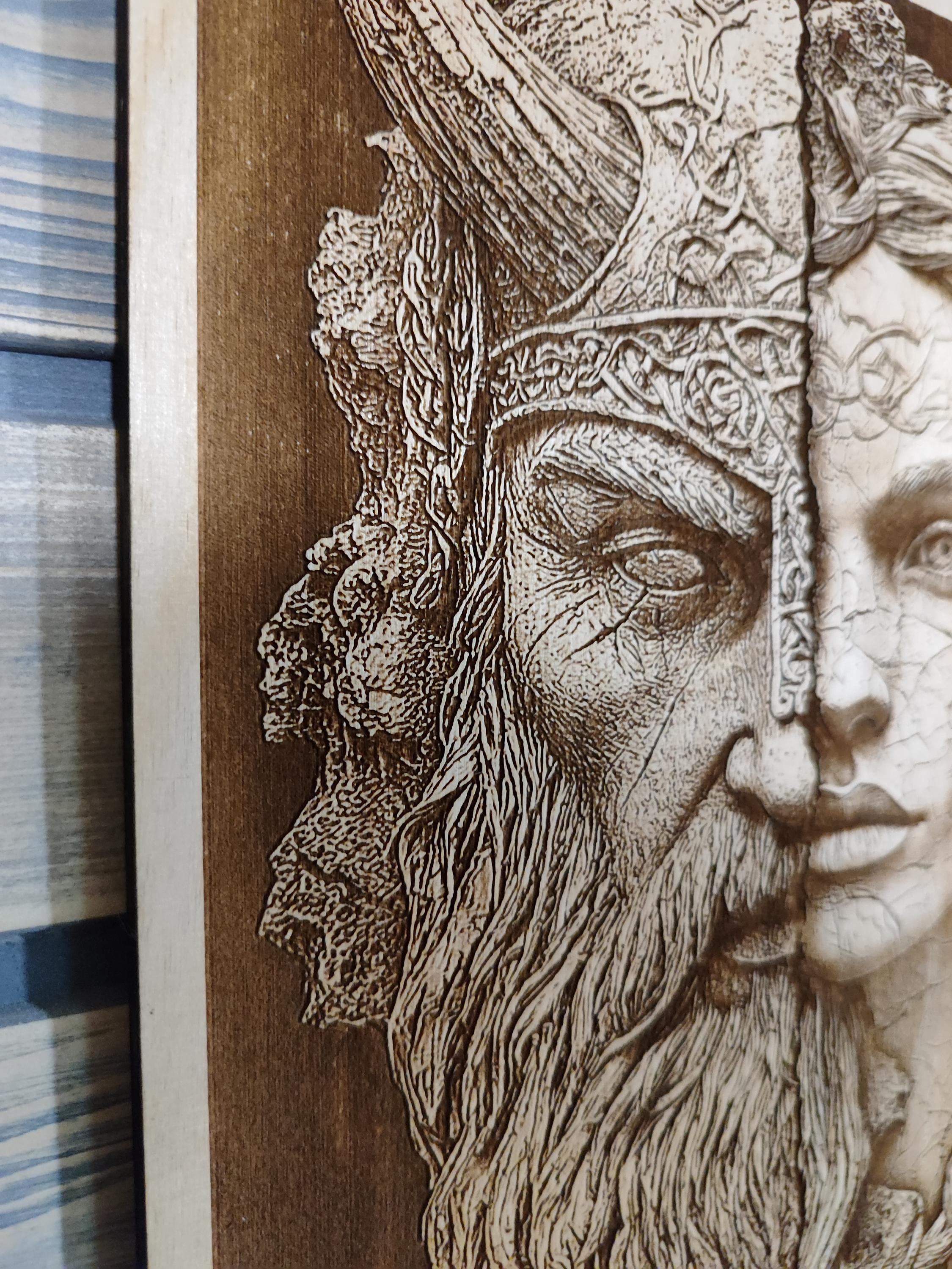 Freya and Odin Viking Mythology Wall Art – Laser Engraved Wood Artwork ...