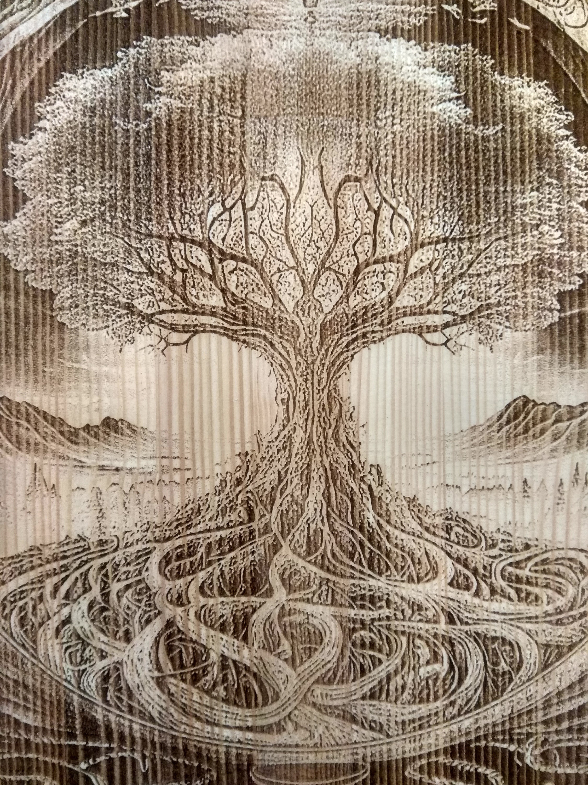 Tree of Life Wood Burning Art, Norse Mythology Wood Laser Engraving ...