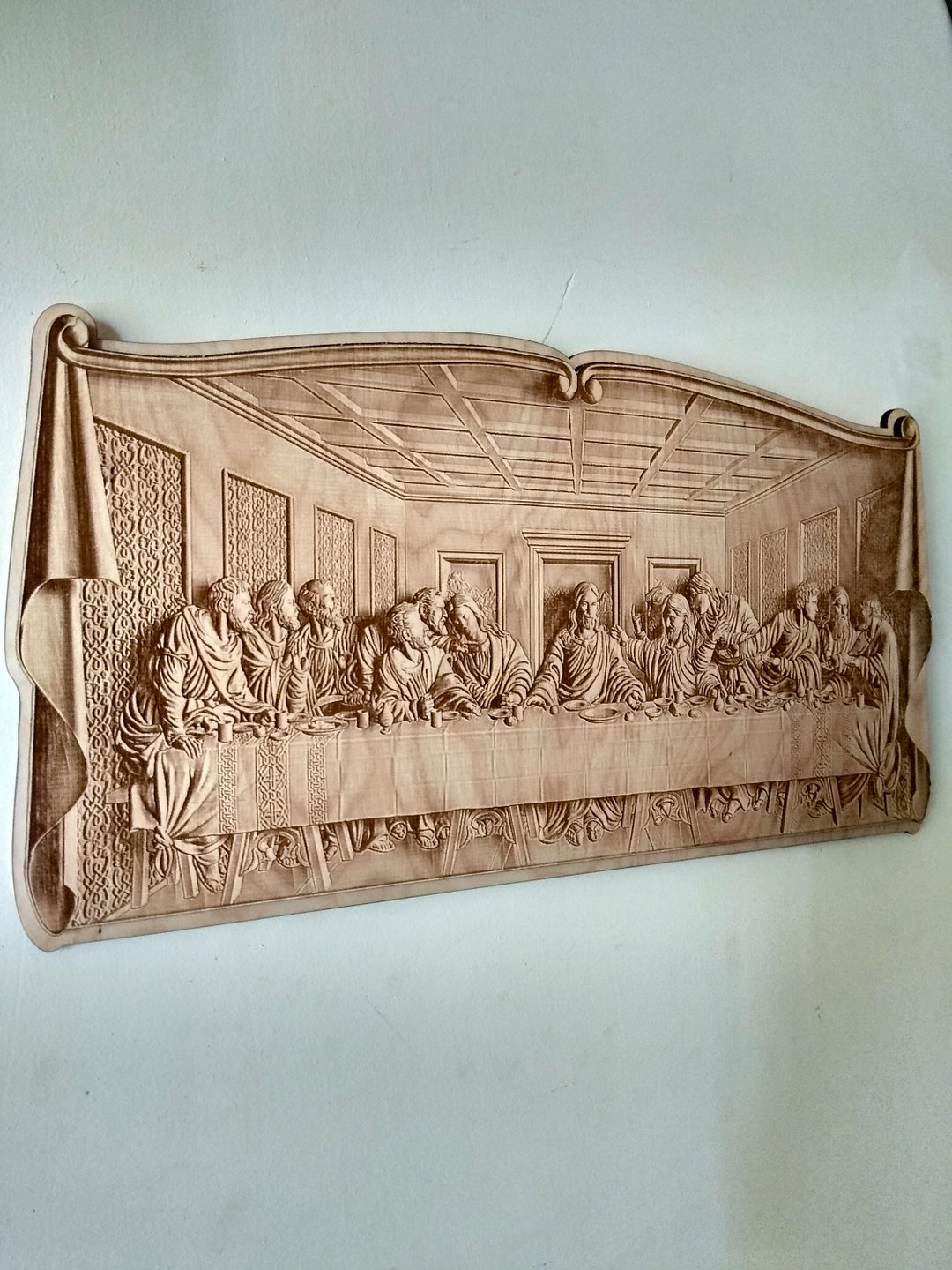Last Supper Wood Wall Art Laser Engraving Jesus Last Supper 3d