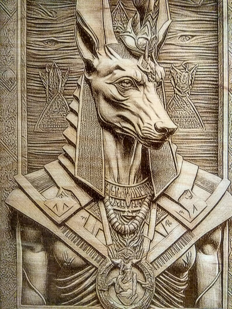 Anubis Wood Wall Decor: 3D Laser Engraved Egyptian Mythology Art - Etsy