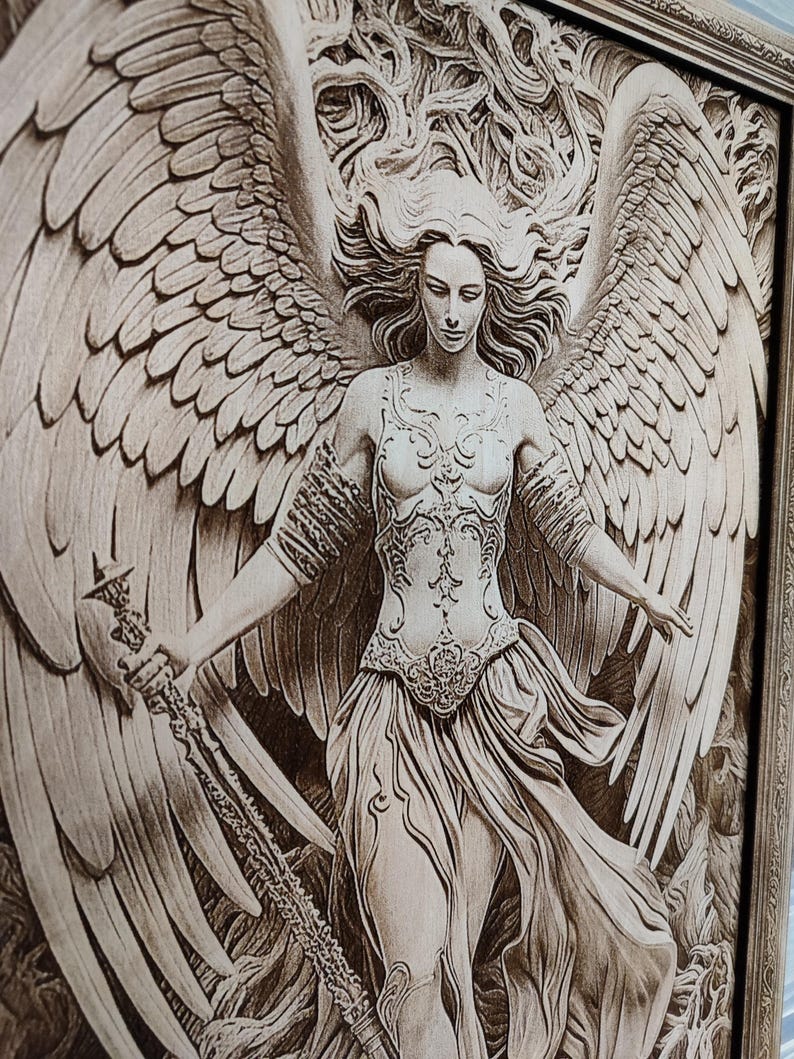 Angel, 3D Illusion Laser Engraving Wood Wall Art. - Etsy