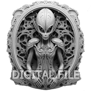 Laser Engraving Files, Alien PNG, 3D Illusion, Wood Engraving ...