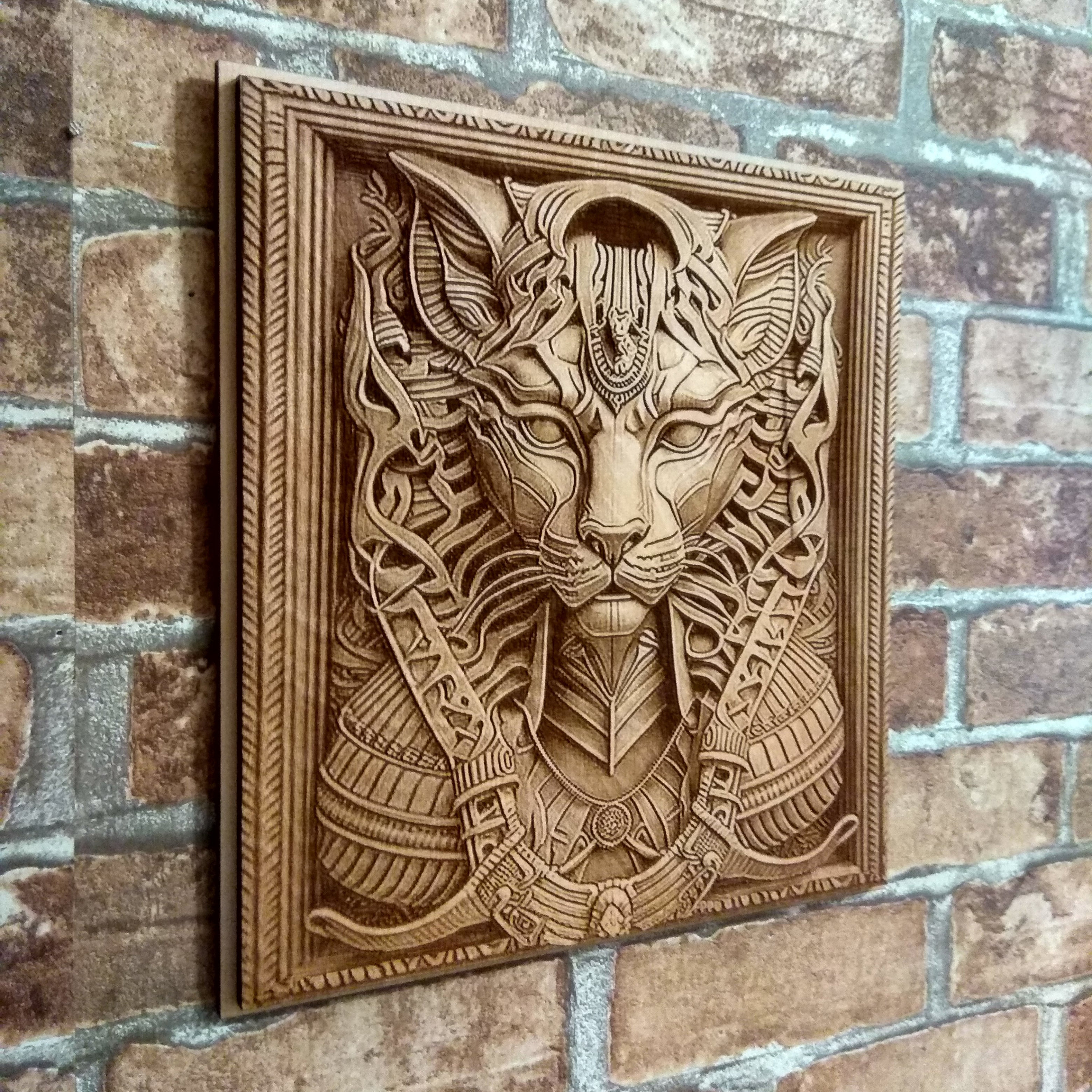 Laser Engraved Bastet Wall Decor: Egyptian Cat Goddess Art - Etsy