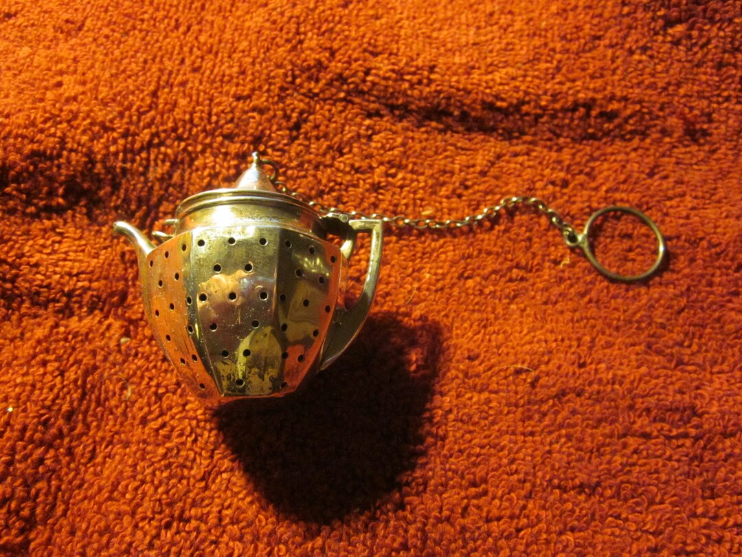 1 Antique Sterling Silver Tea "ball" Shaped Like a Teapot, With Chain ...