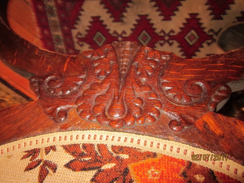 1 Victorian Stomps-burkhardt Tiger Oak Throne Chair Old - Etsy