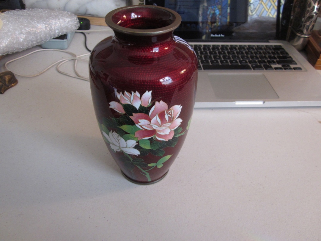 1 C.1950 Japanese Pigeon Blood Cloisonne Vase - Etsy