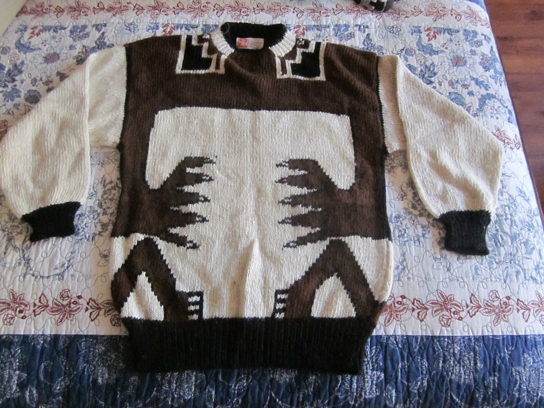 1 Handmade in Bolivia 100% Alpaca Sweater, L, White and Black - Etsy