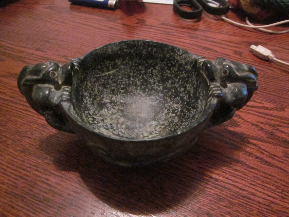 1 Chinese Dark Stone S.G. 2.77 Double Demon Bowl Erosion - Etsy