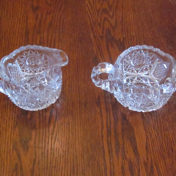 Antique Crystal Creamer Sugar Set - Etsy