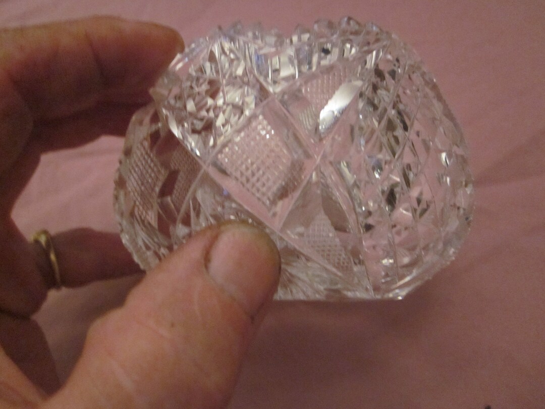 1 Small Wheel Cut Lead Crystal Bowl, Cuts Are Deep and Satisfying - Etsy