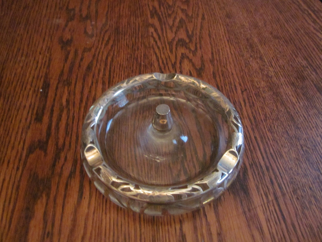 An Art Nouveau Sterling Silver Overlay on Crystal Cigar Ashtray - Etsy