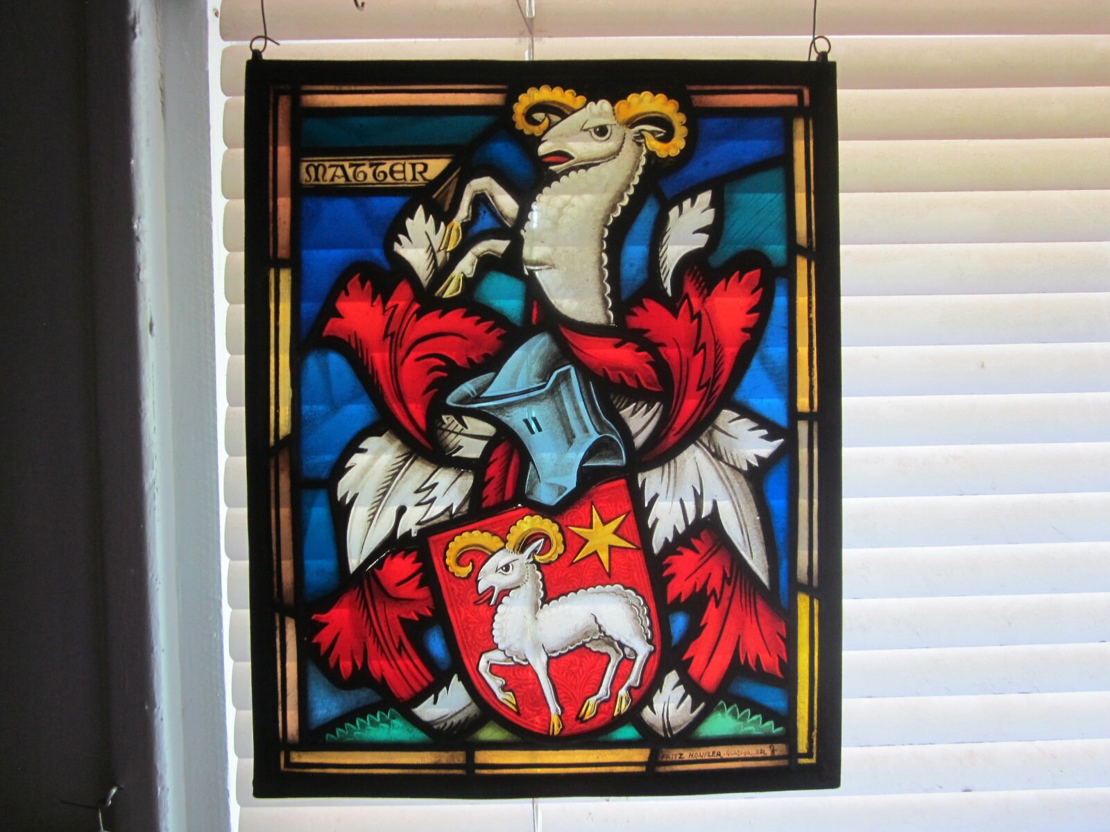 1 Antique Ornate Swiss Stained Glass Window, Signed Fritz Haufler - Etsy
