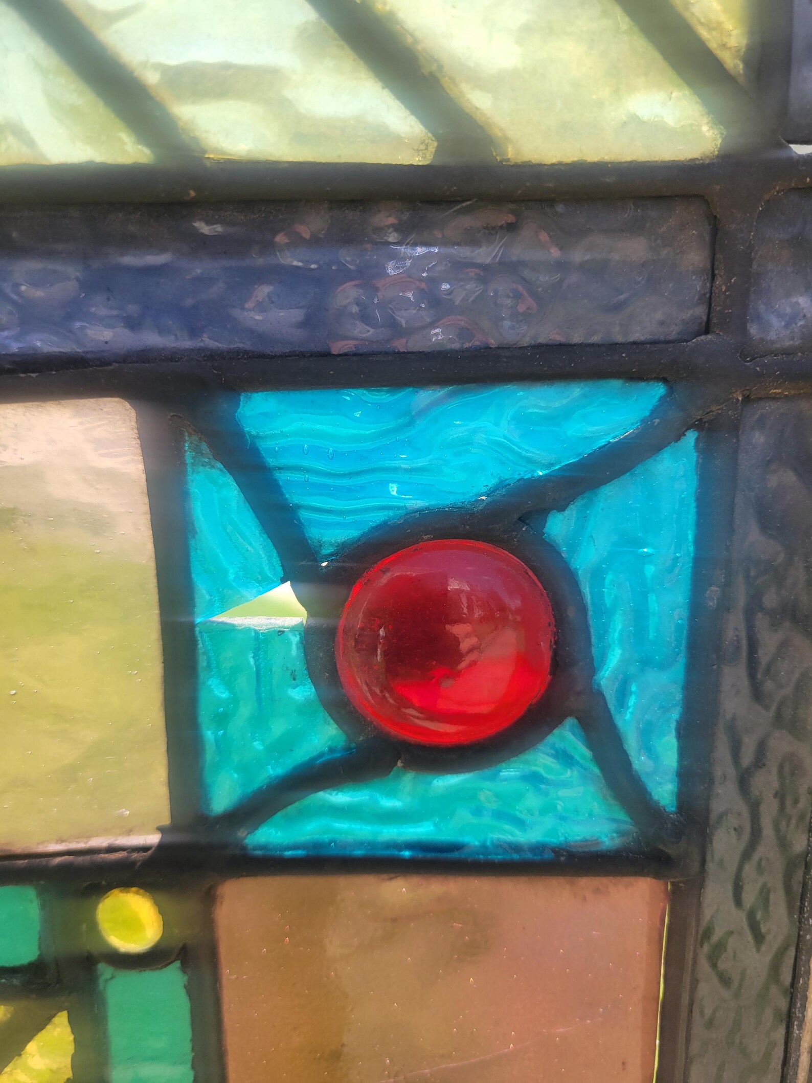 1 Circa 1870 Antique Aesthetic American Stained Glass Landing Window ...
