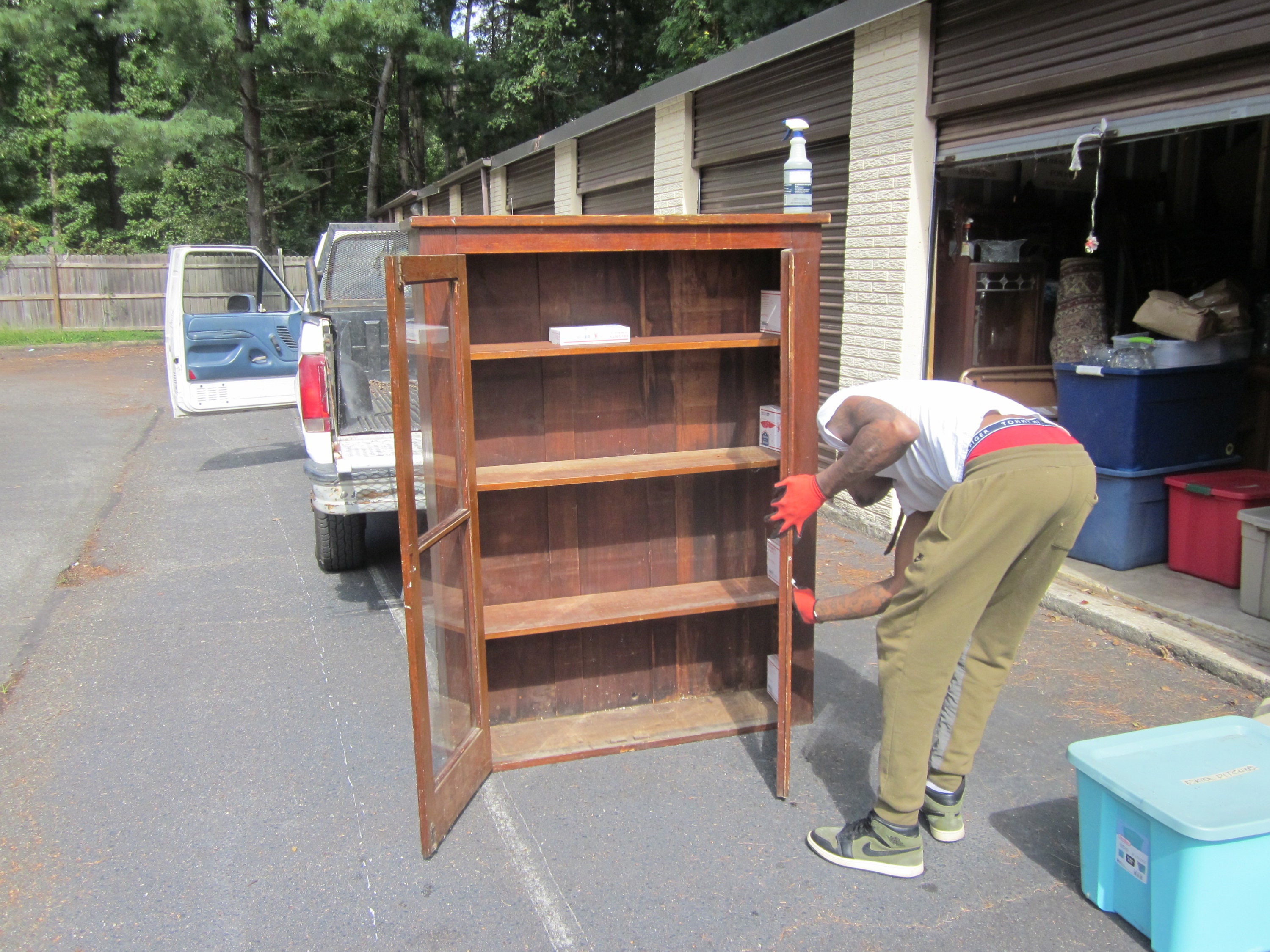 1 Antique Oak Full Sized Bookcase With Glass Doors Old Wavy Glass Etsy