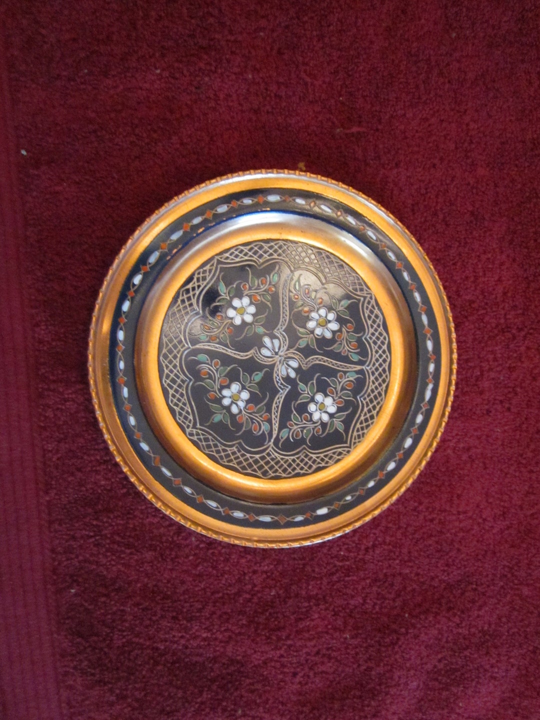 A Hand Enamelled Small Copper Tray Probably From India at - Etsy