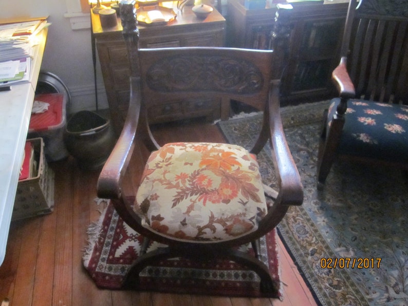 1 Victorian Stomps-burkhardt Tiger Oak Throne Chair, Old Patina - Etsy