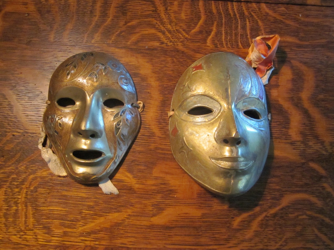 An Old Set of Brass Italian Theater Masks, Wall Hangings - Etsy