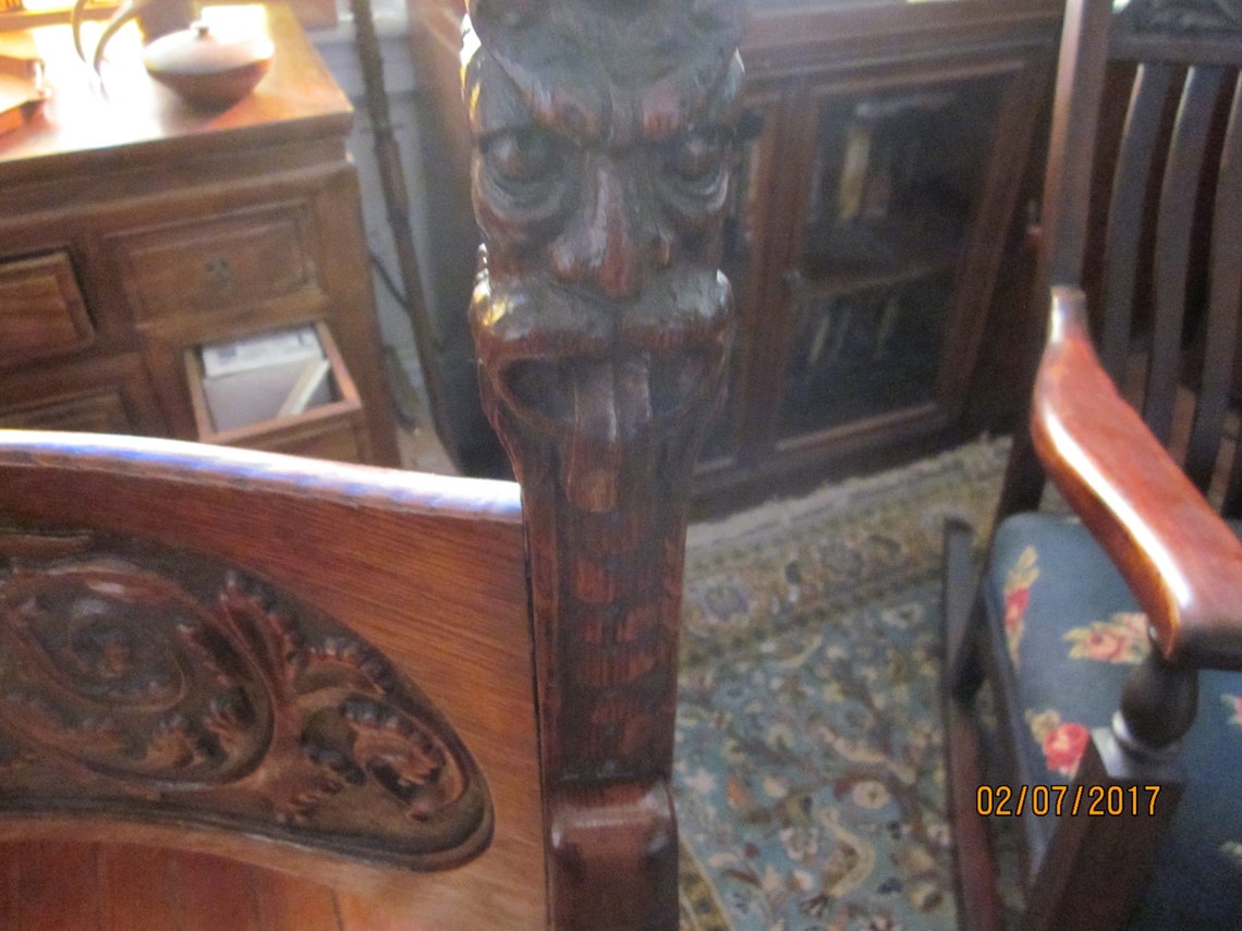 1 Victorian Stomps-burkhardt Tiger Oak Throne Chair Old - Etsy