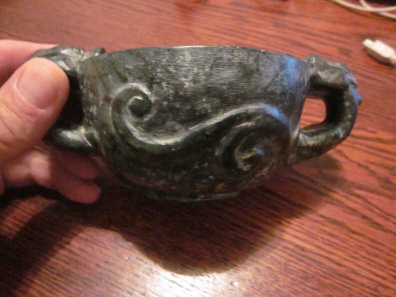 1 Chinese Dark Stone S.G. 2.77 Double Demon Bowl, Erosion earth Safe - Etsy