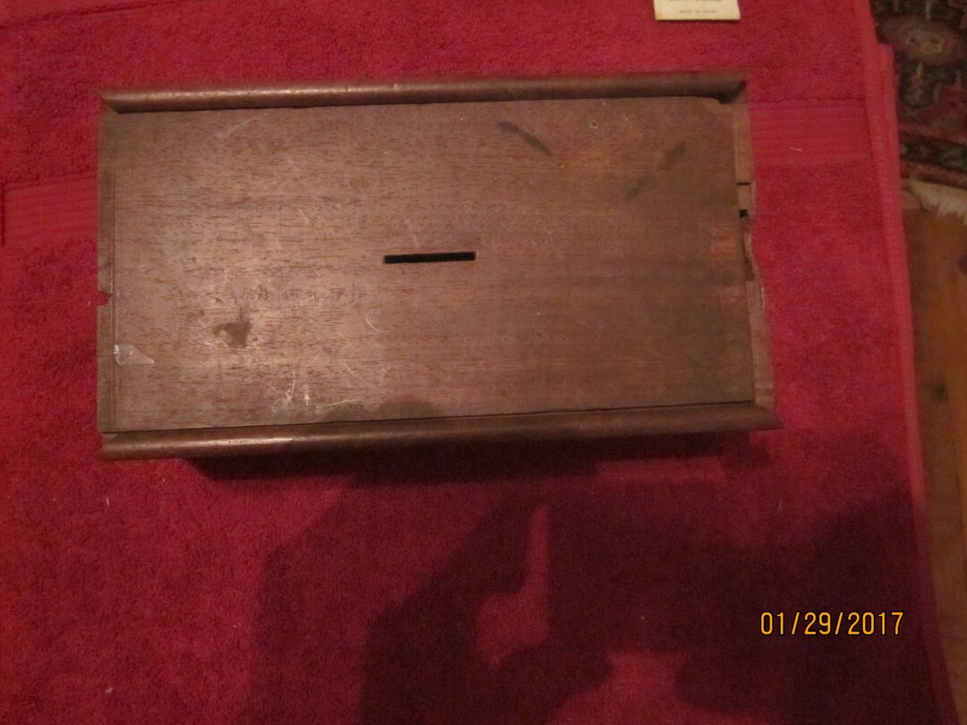 A Very Old Antique Walnut Toll Box, Nice Patina With Issues [see ...