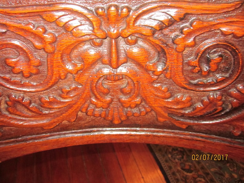 1 Victorian Stomps-burkhardt Tiger Oak Throne Chair, Old Patina - Etsy