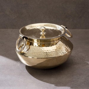 Brass Cooking Pots in Brass Utensils and Cookware With Serving Ladle ...