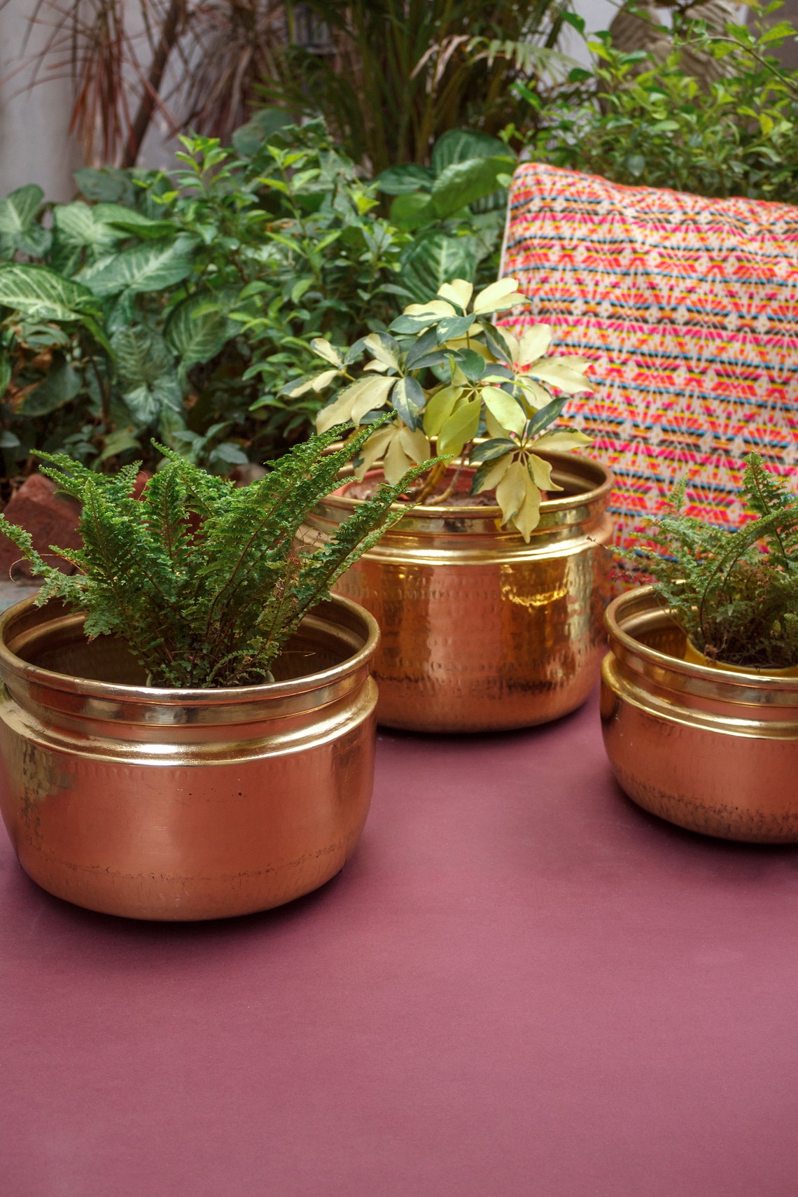 Brass Planter in Antique Metal Planter set of 3 | Etsy