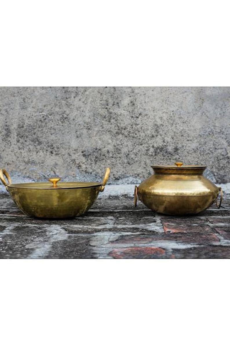 Brass Cooking Pots in Brass Utensils and Cookware With Serving - Etsy
