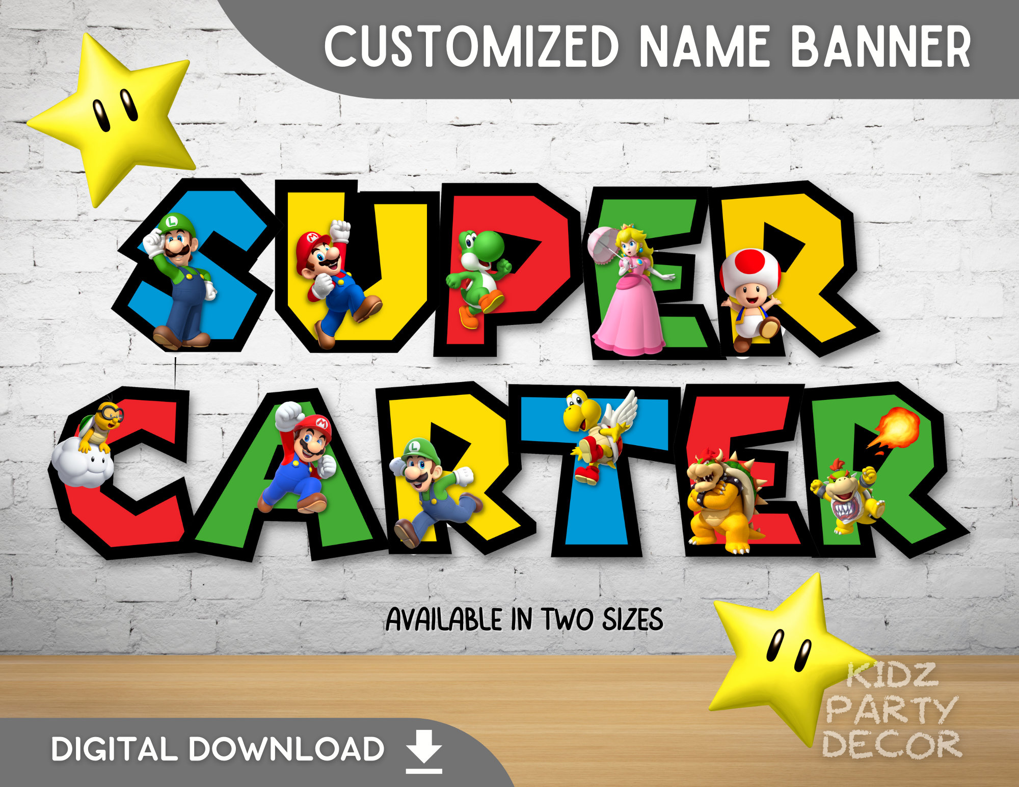Super Mario Customized Birthday Banner Personalized Birthday - Etsy