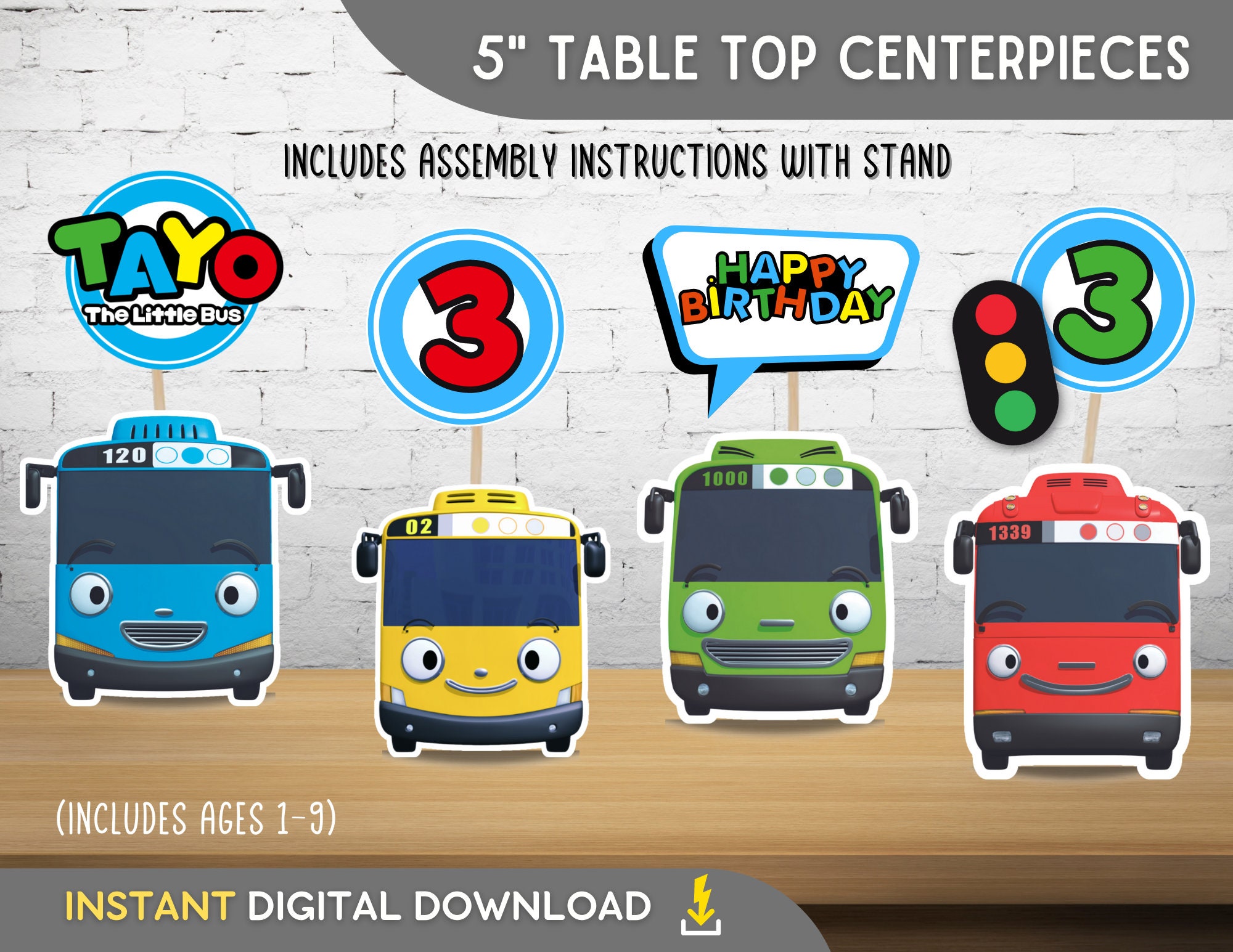 Set of 8 Tayo the Little Bus Table Centerpieces Tayo the - Etsy