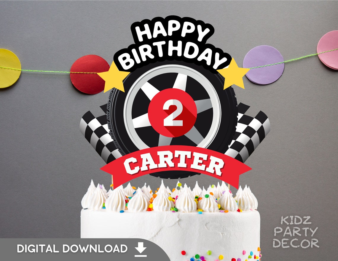 10 Pieces Race Car Birthday Custom Centerpiece | Two Fast Birthday ...