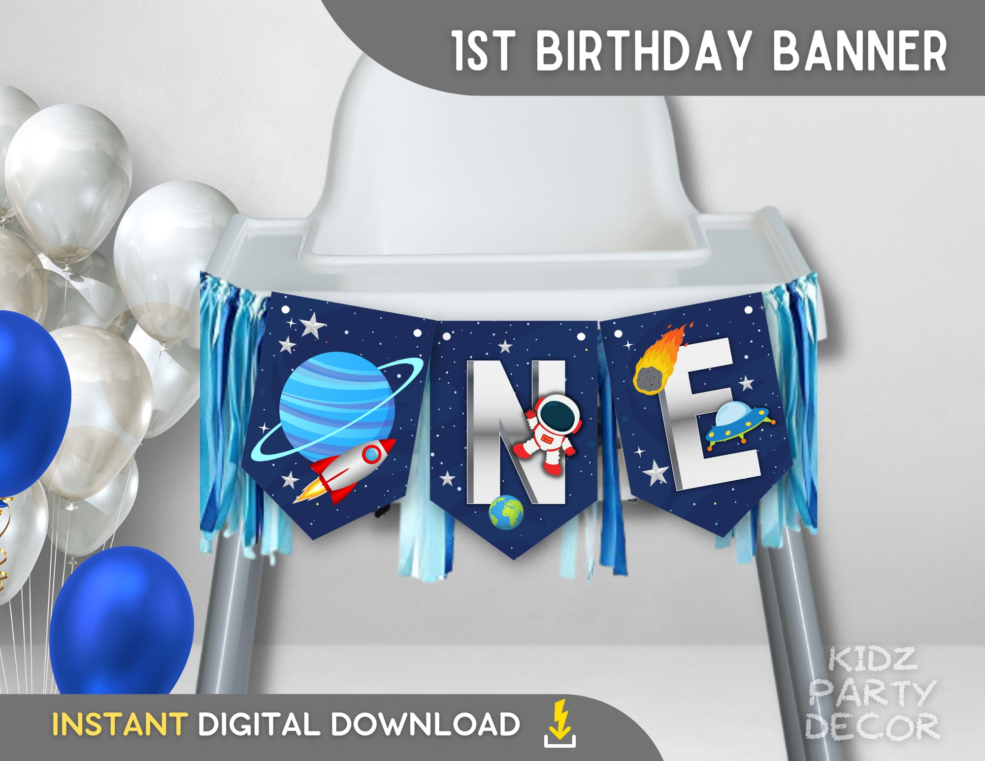Outer Space High Chair Banner First Birthday Party Banner - Etsy