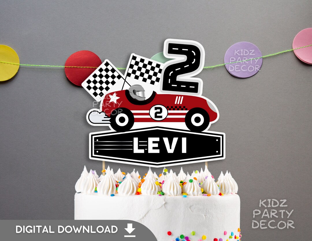 RACE Car Personalized Cake Topper | Two Fast Birthday Decor | Race Car ...