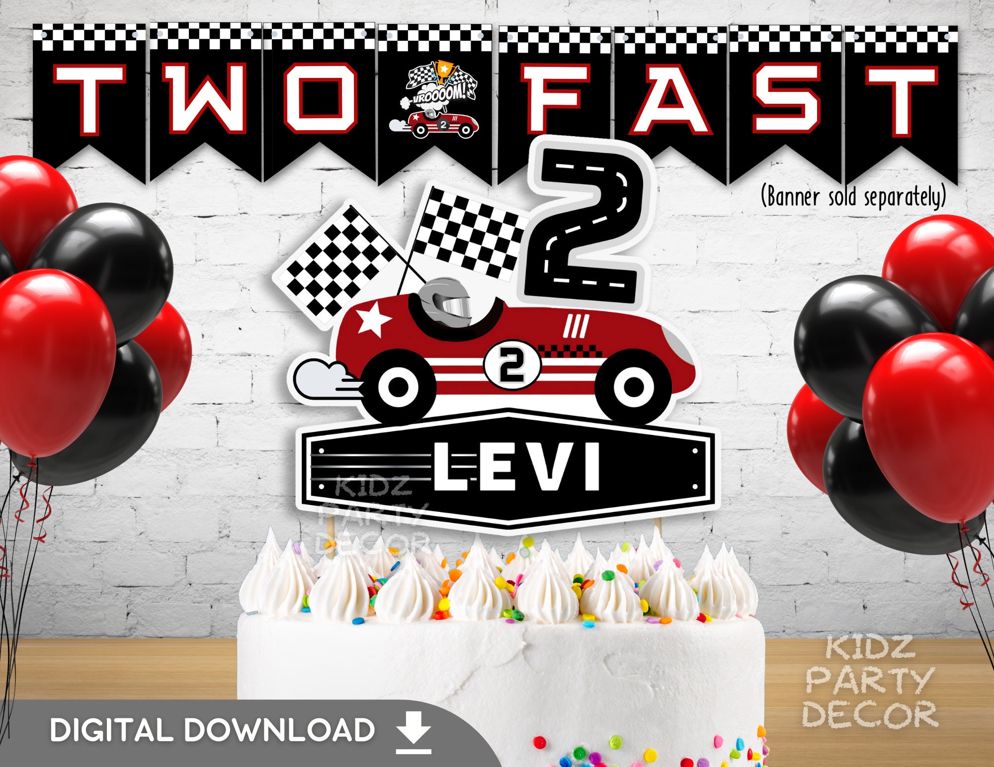 RACE Car Personalized Cake Topper | Two Fast Birthday Decor | Race Car ...
