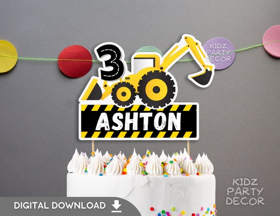 Excavator Birthday Cake Topper Construction Birthday Party - Etsy
