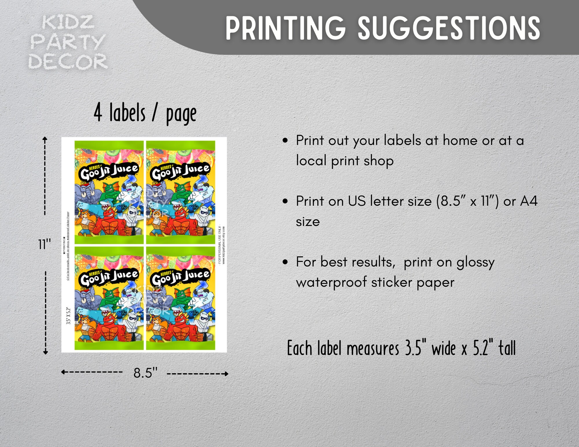 GOO Jit Zu Juice Pouch Labels Goo Jit Zu Printable labels | Etsy España