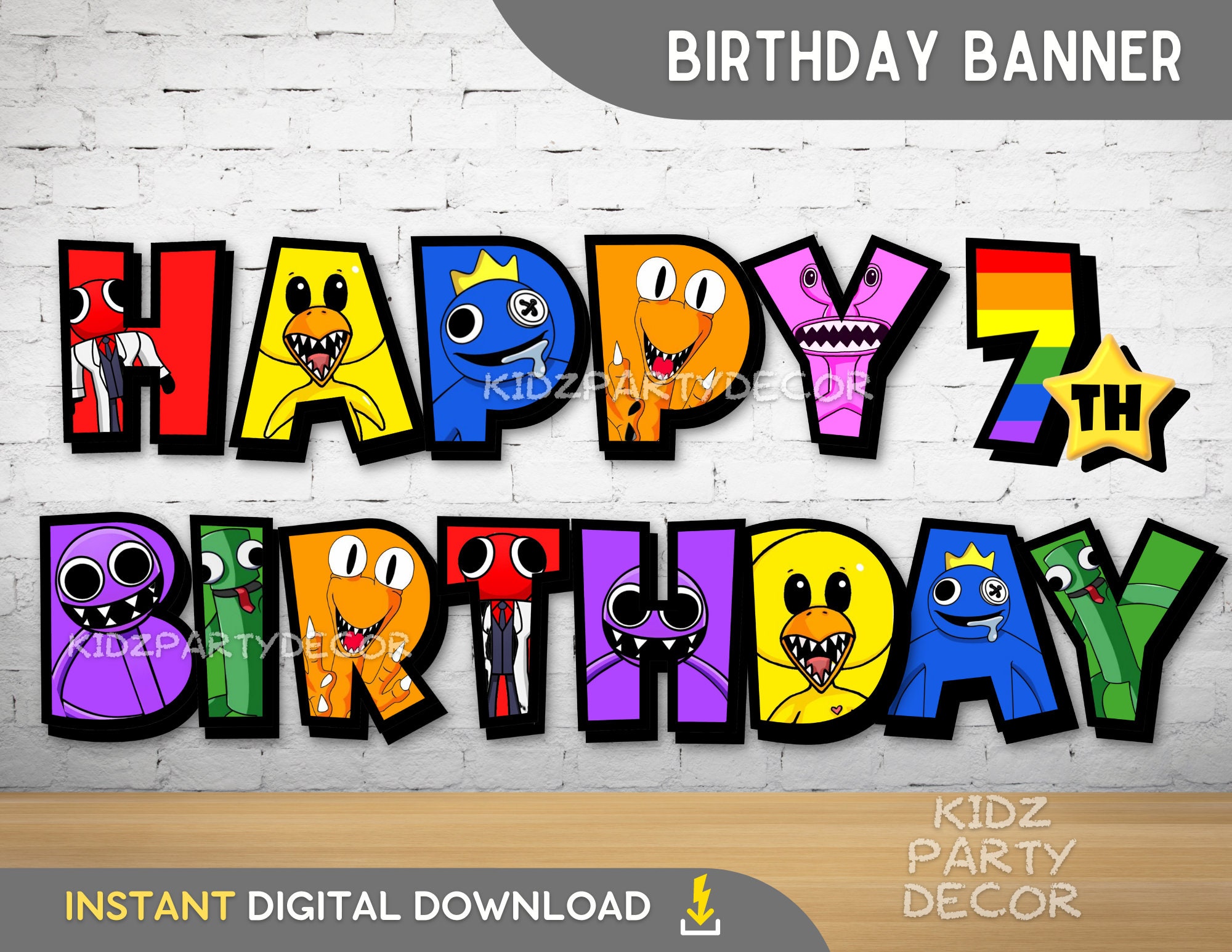 Rainbow friends birthday banner Rainbow friends Printable - Etsy México