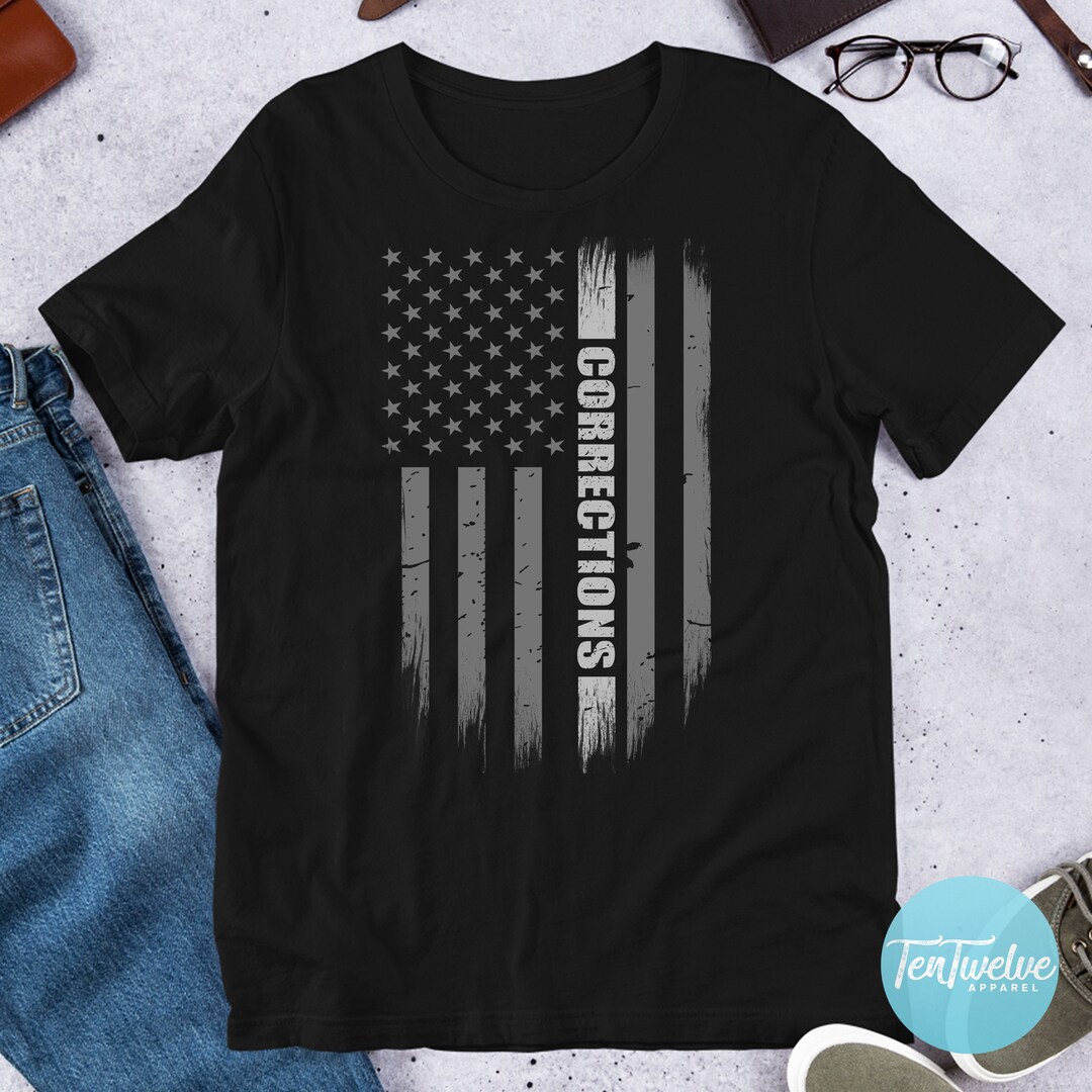 Corrections Officer Shirt Thin Silver Line Flag Correctional Officer ...