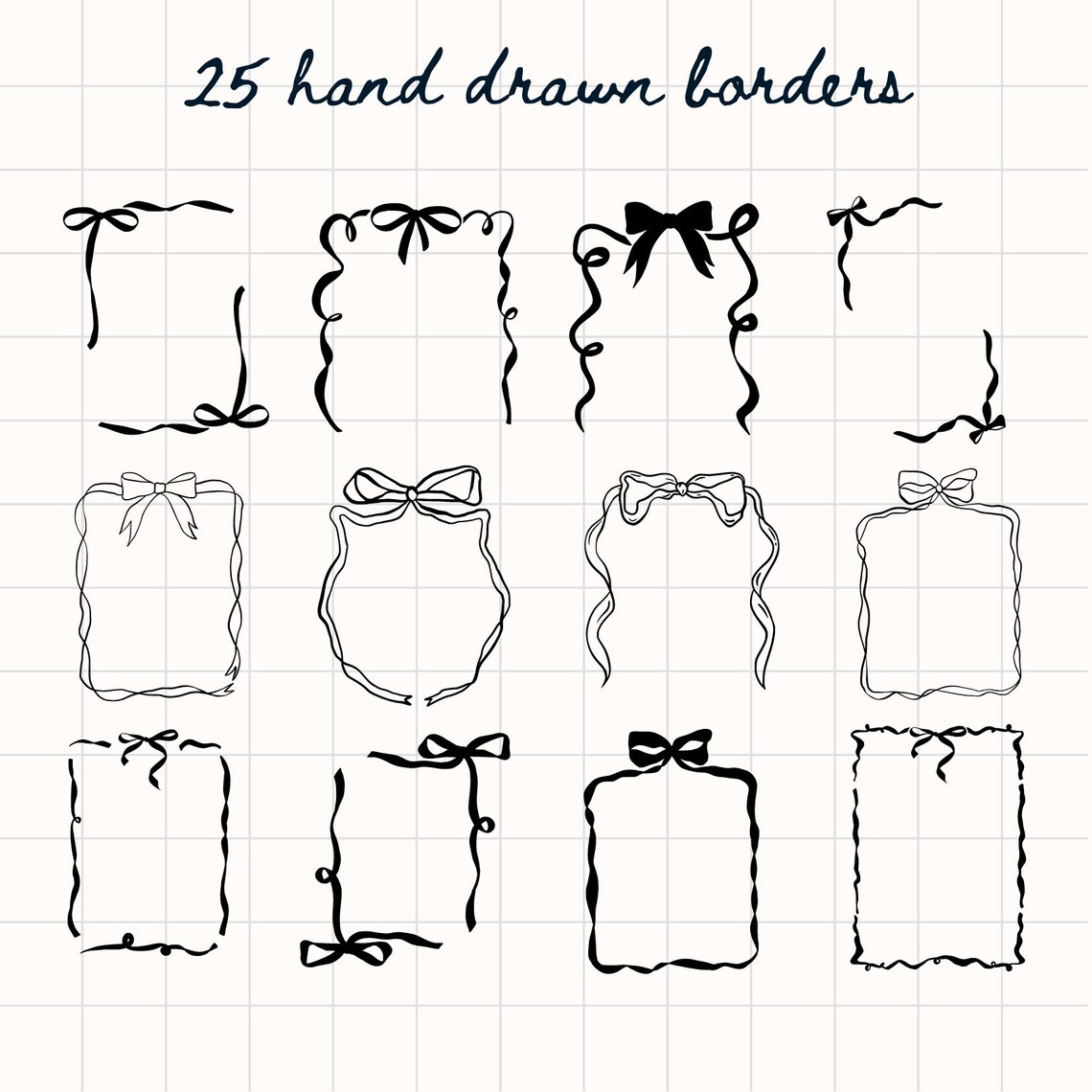 25 Hand Drawn Border Illustrations - Digital Download | Border Line ...