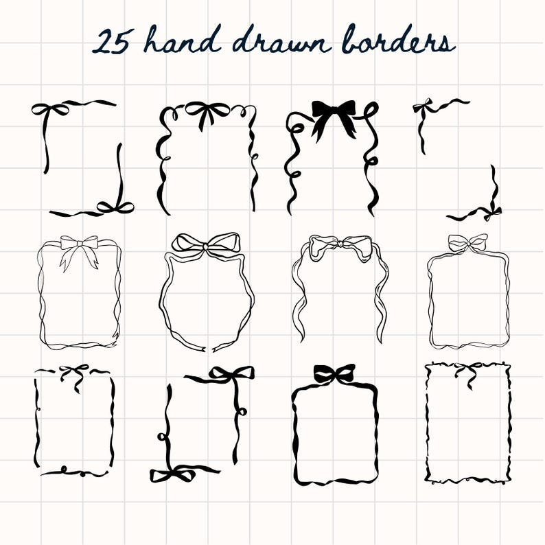 25 Hand Drawn Border Illustrations - SVG PNG Clipart (digital Download ...