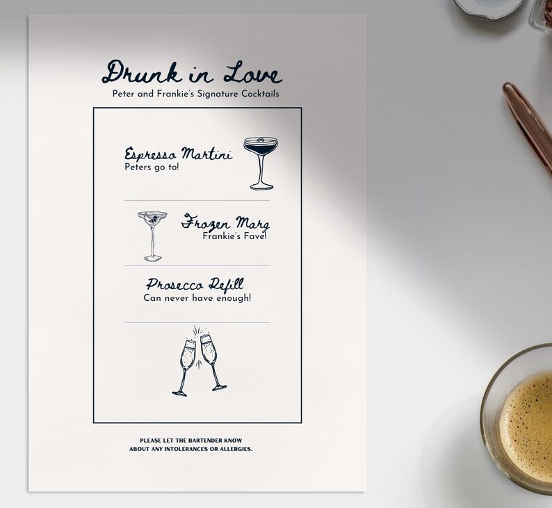 25 Hand Drawn Cocktail Illustrations - Digital Download | Cocktail Line ...