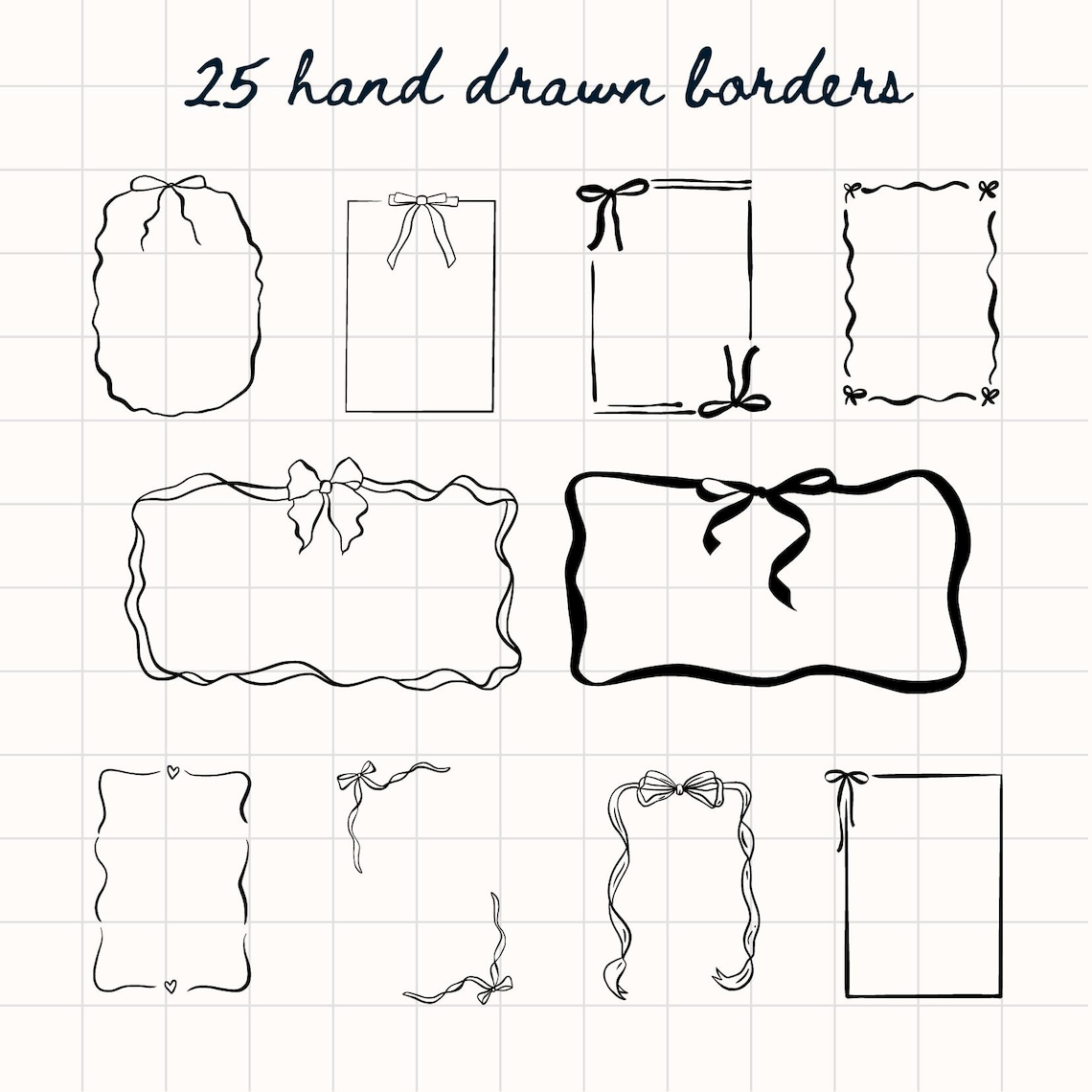 25 Hand Drawn Border Illustrations - Digital Download | Border Line ...