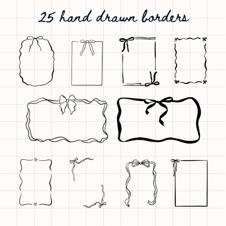 25 Hand Drawn Border Illustrations - SVG PNG Clipart (digital Download ...