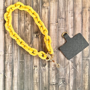 Yellow Wrist Phone Strap Link Chain With Gold or Silver Accessories ...